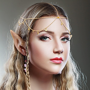 MTLEE 6 Pcs Gold Head Chain Jewelry Boho Bridal Headpiece Turquoise Tassel Headbands Boho Hair Accessories for Women Girls