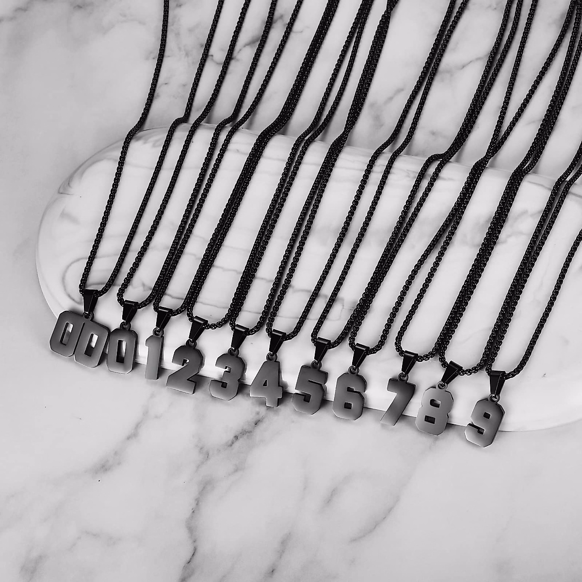 Number Necklace for Boy Black Athletes Number Stainless Steel Chain 00-99 Number Charm Pendant Personalized Sports Jewelry for Men Basketball Baseball Football(11) Over 18 years old