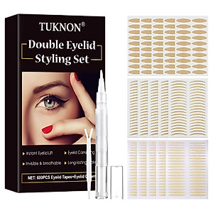 Eyelid Tape, Eyelid Lift Tape, Double Eyelid Tape, Double Eyelid Stickers, Invisible Eyelid Tape, Self-Adhesive Eyelid Lifter Strips with Fork Rods, Breathable & Waterproof, Instantly Enlarge The Eyes