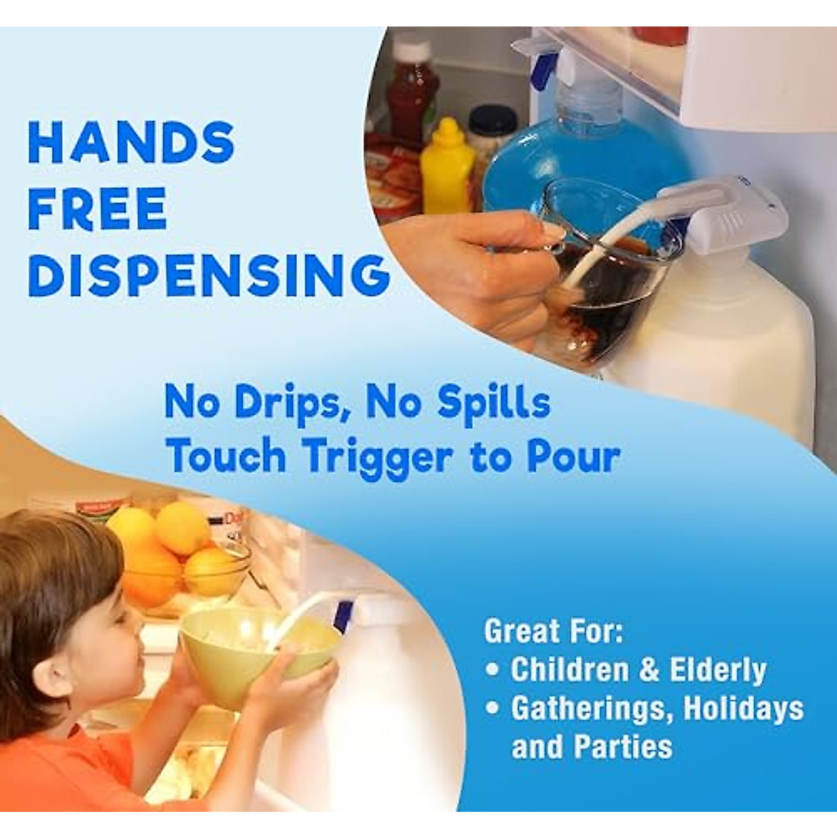 Automatic Drink Dispenser - Hands-Free Electric Tap Drink Dispenser, Universal Bottle Cap Dispenser, Perfect for Milk, Juice and Almost All Drink, Home Kitchen Party Wedding (2 Pack)