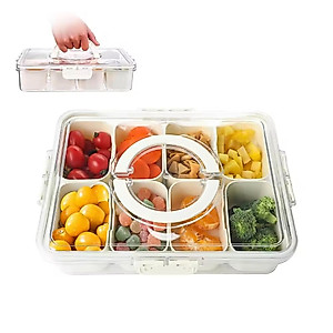 Snack Box Container, Divided Serving Tray with Lid and Handle Snackle Box Container, Snack Organizer for Adults Fruit Tray, Veggie Tray, Perfect for Party, tackle box for snacks
