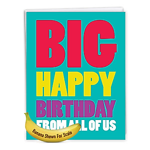 NobleWorks - 1 Happy Birthday Greeting Card Jumbo (8.5 x 11 Inch) - Celebration, Appreciation Stationery for Birthdays - Big Happy Birthday from Us J3900BDG