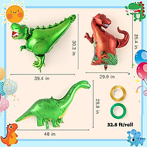 Dinosaur Foil Balloons, 8 Pcs Cartoon Dinosaur Mylar Balloons, Giant Dino Animal Balloons for Dinosaur Birthday Party Decorations Baby Shower Gender Reveal