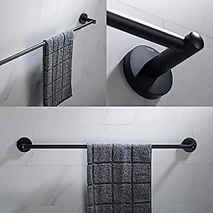 Kraus C-KEA-188MB Elie 4-Piece Bath Hardware Set with 24-inch Bar, Paper Holder, Towel Ring and Robe Hook, Matte Black