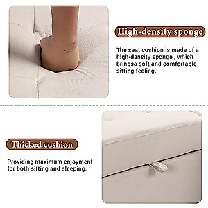 L-Shaped Pull Out Sleep Sofabed,Modern Reversible Sleeper Sectional Sofa Chenille Upholstered Tufted Sofa&Couch with Storage Chaise, Drop-Down Table, Cup Holders, Charging Ports,Power Sockets, Racks