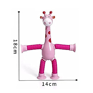 nIIANG 4 Pcs Telescopic Suction Cup Giraffe Toy, Shape-Changing Giraffe Telescopic Tube Cartoon Toys, Stretch Novel Giraffe Toys, Educational Stress Relief Giraffe Toys for Kids (Without Light)