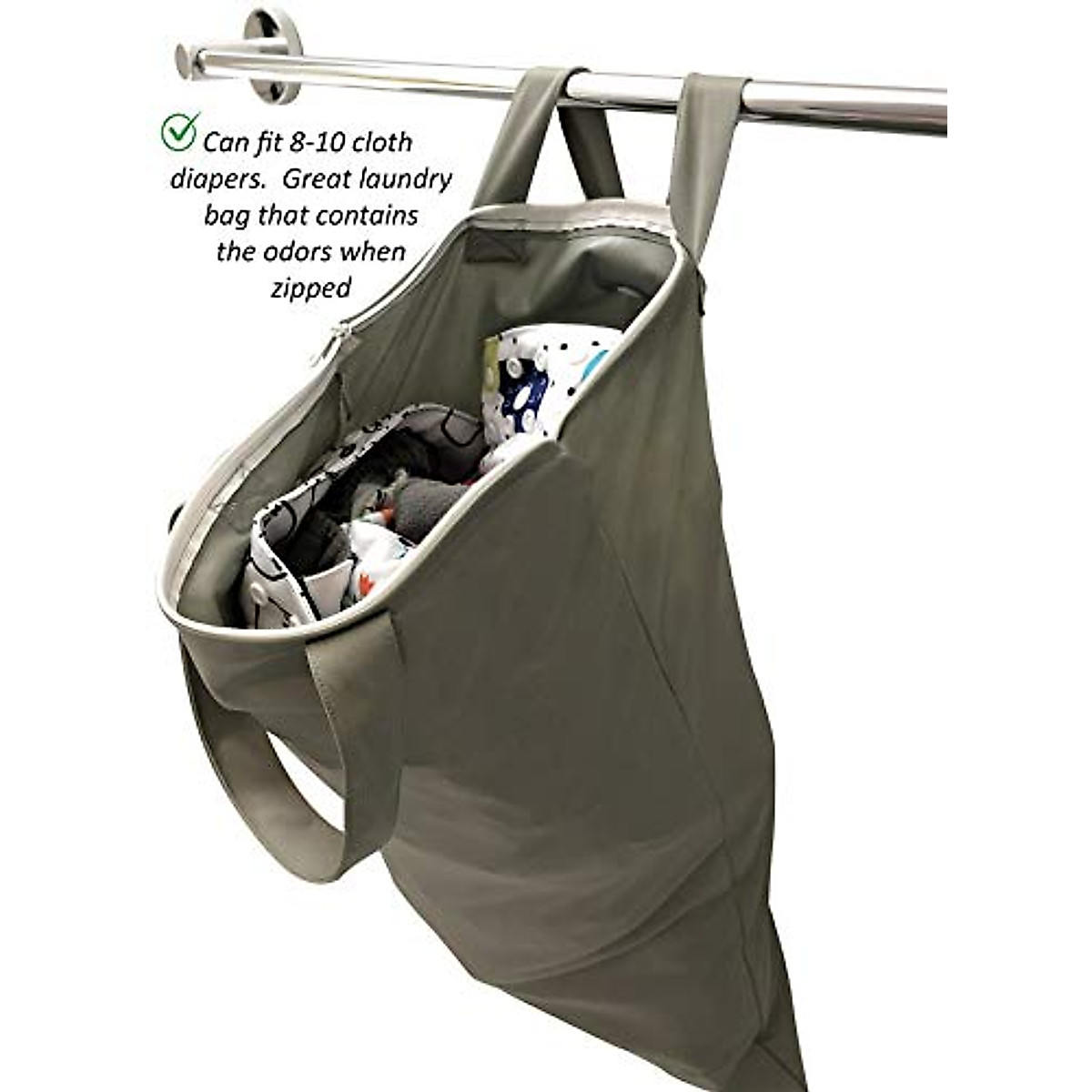 MOM & BAB Wet Bags for Baby Cloth Diapers, Swimsuits and Towels, Travel, Wet Dry Bag for Diaper Bag, Breast Pump Parts, Gym | Water & Odor Resistant (Black&Gray)