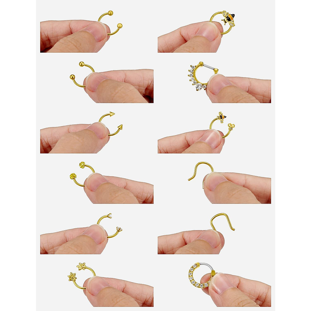 Msndnkwo 16G Septum Ring for Women Men 316L Surgical Stainless Steel Septum Jewelry Nipple Rings Nose Ring Seamless Hinged Segment Clicker CZ Daith Rook Helix Tragus Cartilage Piercing Jewelry