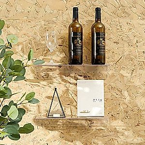 CY craft Clear Acrylic Floating Shelves Display Ledge, 5 MM Thick Wall Mounted Storage Shelf for Kitchen/Bathroom/Office,Invisible Kids Bookshelf and Spice Rack,15 Inch,Set of 4