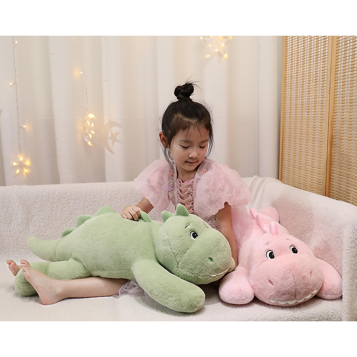 XMV 31 inch 5 lbs Dinosaur Weighted Stuffed Animals, Large Weighted Plush Animal, Cute Plush Toy Pillow, Soft Dino Plushie Gifts for Adults, Kids, Boys and Girls (Green)