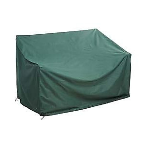 Plow & Hearth Loveseat Outdoor Furniture Cover | All-Weather | Water-Repellent | Cloth-Like Polyester | Resists Fading | Toggle Closure | Reinforced Seams | 64" L x 34" W x 34" H | Green