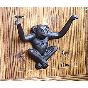 lanyinxianzi Rustic Cast Iron Monkey Hook Wall Hanger Decor Wall Key Holder Towel Holder