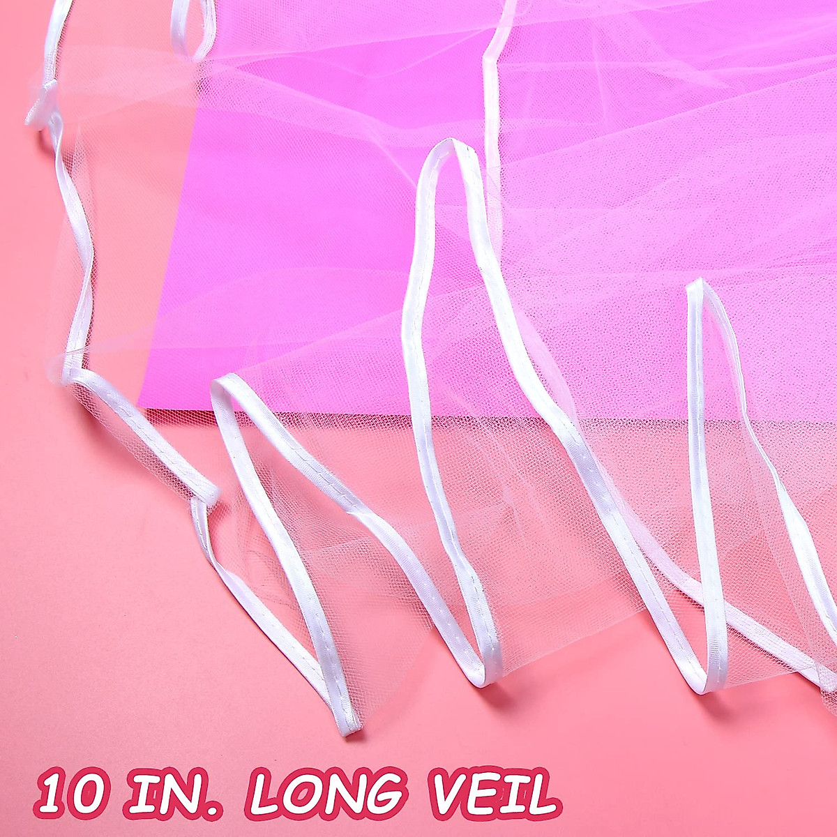 CCINEE Bridal Veil,Women's Simple Tulle Short Wedding Veil for Wedding Hens Party Bachelorette Party Decorations Bride To Be Gift(White Veil+White Sash)