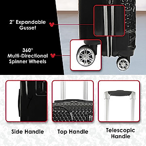 FUL Disney Mickey Mouse Rolling Luggage, Hardside Suitcase with Spinner Wheels, Black, 29 Inch