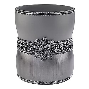 Avanti Linens - Wastebasket, Decorative Trash Can, Stylish Home Decor (Braided Medallion Collection, Granite)