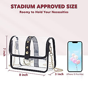 KUI WAN Clear Bag Stadium Approved,Clear Purse for Women Clear Crossbody Bag for Sport Event Concert,Black