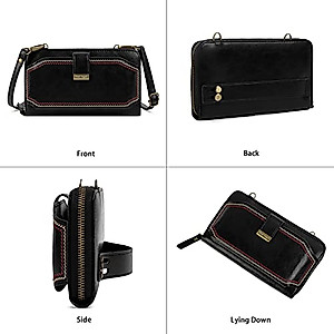 Pearl Angeli Small Crossbody Phone Bag RFID Cell Phone Purse Wristlet Credit Card Wallet Shoulder Bag Travel Black