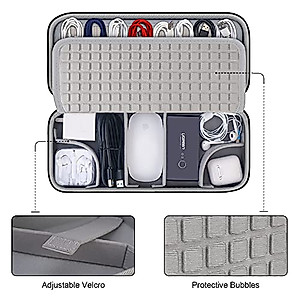 Hard Electronics Organizer, Universal Travel Cable Organizers, Large Electronic Accessories Storage Case Bag for Laptop Adapter, Cord, Charger, Plug, Hard Drive, Earphone, USB Hub, Black