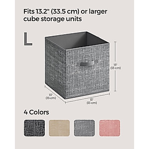 SONGMICS Storage Cubes, 13-Inch Non-Woven Fabric Bins with Double Handles, Set of 8, Closet Organizers for Shelves, Foldable, for Clothes, Cattail Gray UROB833G01