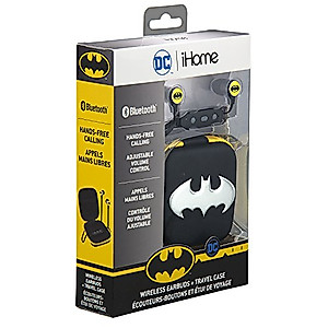 eKids Batman Bluetooth Wireless Earbuds and Travel Case with Hands Free Calling and Adjustable Volume Control