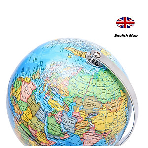 Exerz 8" World Globe Political Map - Educational Geographic Globe - Stainless Steel Arc and Base