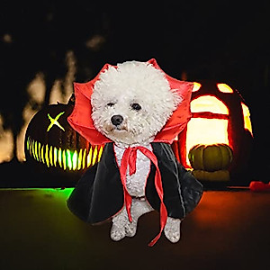 Halloween Cape Costume for Cats Dogs, Pet Vampire Cloak Puppy Cat Cosplay Costumes Devil Wizard Party Clothes One Size for Small Medium Dog Cats