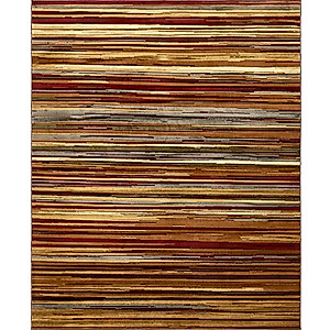 Unique Loom Barista Collection Modern, Abstract, Stripes, Urban, Rustic, Warm Colors Area Rug, 8' 0 x 10' 0 Rectangular, Multi/Beige