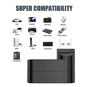 USB Port Splitter,3 port USB 2.0 hub Dock [90°/180° Degree Rotatable] for for Windows Laptop, Xbox, Wii,PS3, PC, MAC, Mac Book, Tablet, Tab - Black