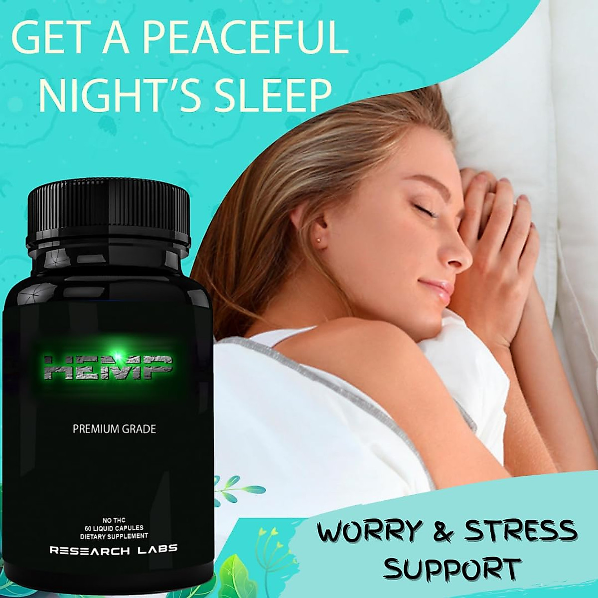 Research Labs 450,000 Premium Hemp Capsules, 2 Fer 1 Package! 100% Organic All Natural Oil, Worry Nervousness Body Ache Stress Support