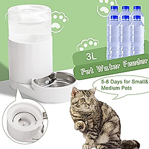 Sfozstra Automatic Pet Water,3L Large Capacity Automatic Water Dispenser, 100% BPA-Free, Gravity Pet Water Dispenser, Dog Cat Water Food