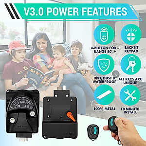 RV Keyless Entry Door Lock | LATCH.IT RV Door Lock Keyless Entry | All Metal Keyless RV Door Lock | Keyless Locks w/ 2 Fobs | Sealed Electricals Unlike Competition! | Only Fits 2.75" x 3.75" Lock Hole