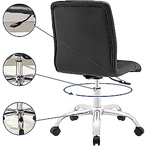 Modway Prim Ribbed Armless Mid Back Swivel Conference Office Chair In Black