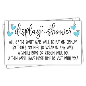 50 Blue Display Shower Cards - Unwrapped Gift Request for Boy Baby Shower - Invitation Inserts