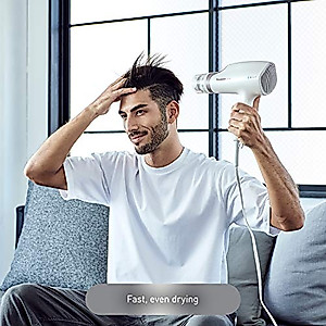 Panasonic Nanoe Salon Hair Dryer with Oscillating QuickDry Nozzle, Diffuser and Concentrator Attachments, 3 Speed Heat Settings for Easy Styling and Healthy Hair - EH-NA67-W (White)