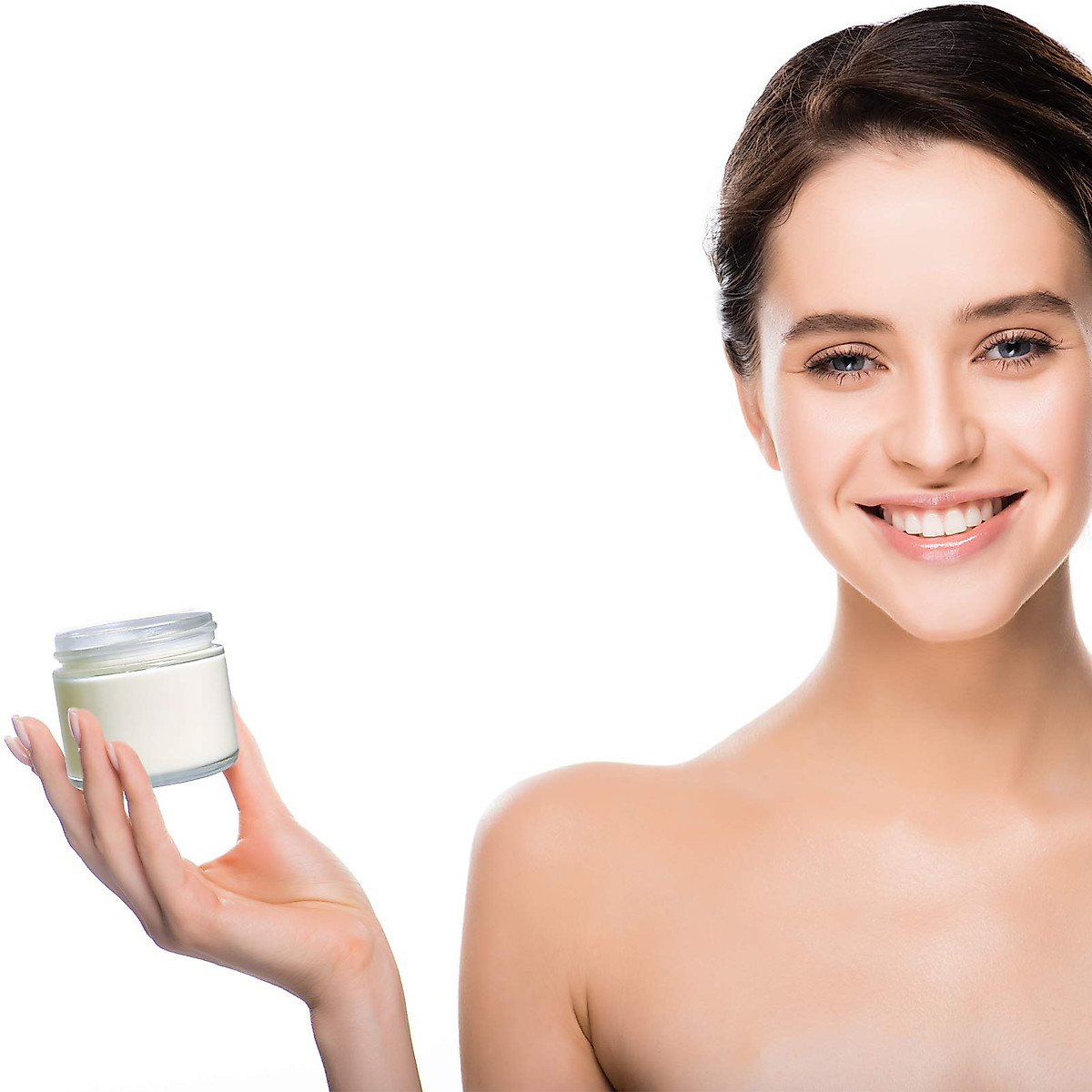 2oz Glass Jars 40 Pack, Hoa Kinh Mini Round Clear Glass Jars with Inner Liners and Black Lids, Perfect for Storing Lotions, Powders, and Ointments