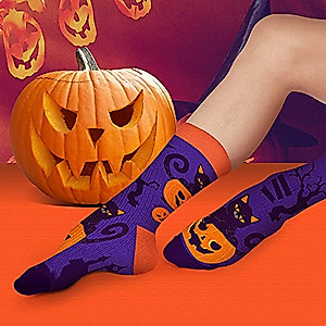 Funny Halloween Socks for Men Women Teen Boys- Pumpkin Cat Fun Novelty Cute Crazy Funky Dress Crew Cool Socks - Halloween Gifts Stockings Costumes Gifts for Cat Lovers
