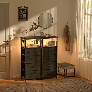 3 Drawer Dresser and LED Dresser with Charging Station