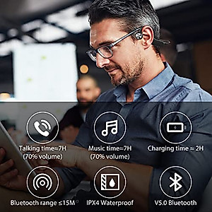 Pinetree Bone Conduction Headphones Bluetooth Sports Open Ear Headphones Wireless, Lightweight Sweat-Proof Running Headset with Mic Built-in Earbuds Free for Hiking, Cycling, Driving