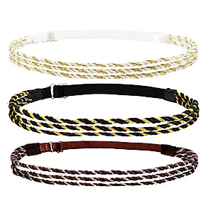 Beaute Galleria 6 Pieces Adjustable Braided Headbands - Double Braided & Triple Strand Twisted Elastic, Women Hair Accessory Hippie Boho Bohemian