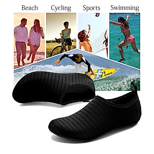 ANLUKE Water Shoes Barefoot Aqua Yoga Socks Quick-Dry Beach Swim Surf Shoes for Women Men Black/Solid 34/35