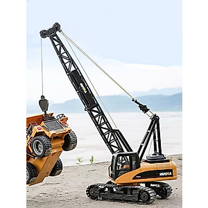 Gemini&Genius Crawler Crane Construction Vehicle Toy Dragline Heavy Duty 1/50 Crane Work Car, Engineering Truck, Site Sandbox Car Toy, Collectible or Decoration for Kids