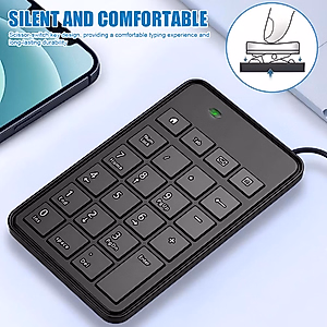 Wired 10-Key USB Keypad Number Pad – Portable Numeric Keypad Keyboard for Laptop, PC and Desktop | Computer Accessories Numpad for ChromeBook Surface Notebook MateBook - Essential Office Data Entry