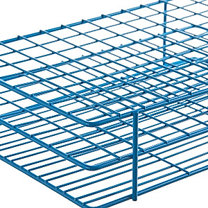 SP Bel-Art Poxygrid 96-Place Test Tube Rack for 16-17mm Tubes, Durable Wire Frame with Chemical-Resistant Blue Epoxy Coating, Ideal for Lab, Drug Discovery, and Robotic Applications – Autoclavable