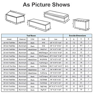 FGJQEFG 44 Inch Aluminum Heavy Duty Truck Bed Tool Box Underbody Flatbox Truck Car Outdoor Trailer Pickup Toolbox,RV Storage OrganizerTrailer Storage W/Lock & Keys,5 Bar Tread,Black(44"X15"X15")
