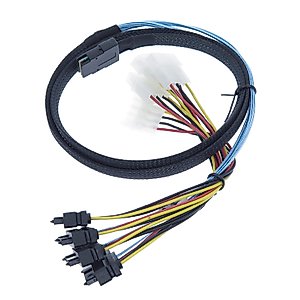 EDIMS Mini SAS to SAS Cable Internal Breakout Cable SFF-8087 to SFF-8482 with 4X Molex Power Connectors for Raid Controller to Hard Drive 3.3FT