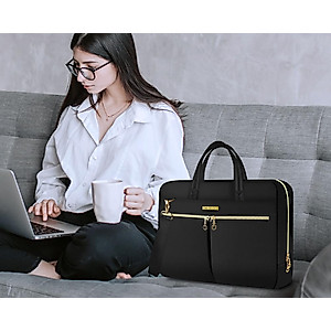 Ferkurn Laptop Bag Case 17 17.3 Inch Women Men Computer Bag for HP Envy Pavilion Omen/LG Gram/MSI/Dell XPS/Thinkpad/ASUS TUF Vivobook/Acer, Shoulder Strap Carrying Briefcase Messenger Bag, Black