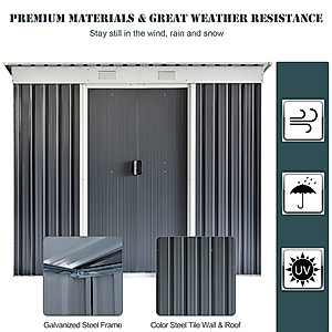 Outsunny 7' x 4' Metal Outdoor Storage Shed, Garden Tool Storage House Organizer with Sliding Doors, Lock and 2 Vents, for Backyard Patio Lawn, Gray