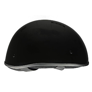 Milwaukee Helmets Bare Bones Glossy Black Half Motorcycle Helmet for Men and Women DOT Approved MPH9711DOT - Large