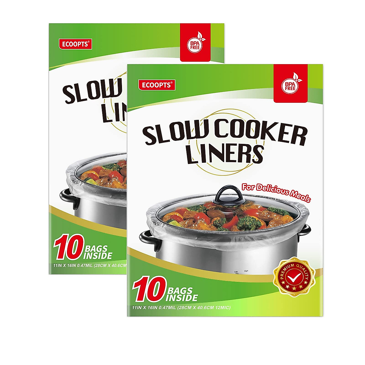 ECOOPTS Slow Cooker Liners Disposable Cooking Bags Small Size Pot Liners Fit 1QT to 3QT Suitable for Oval & Round Pot (20)