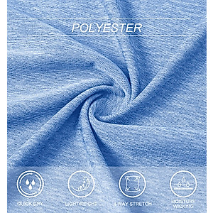 MAGCOMSEN Athletic T-Shirts for Women Short Sleeve Casual Shirts Moisture Wicking Performace Tees Fitness Running Shirts Light Blue Large